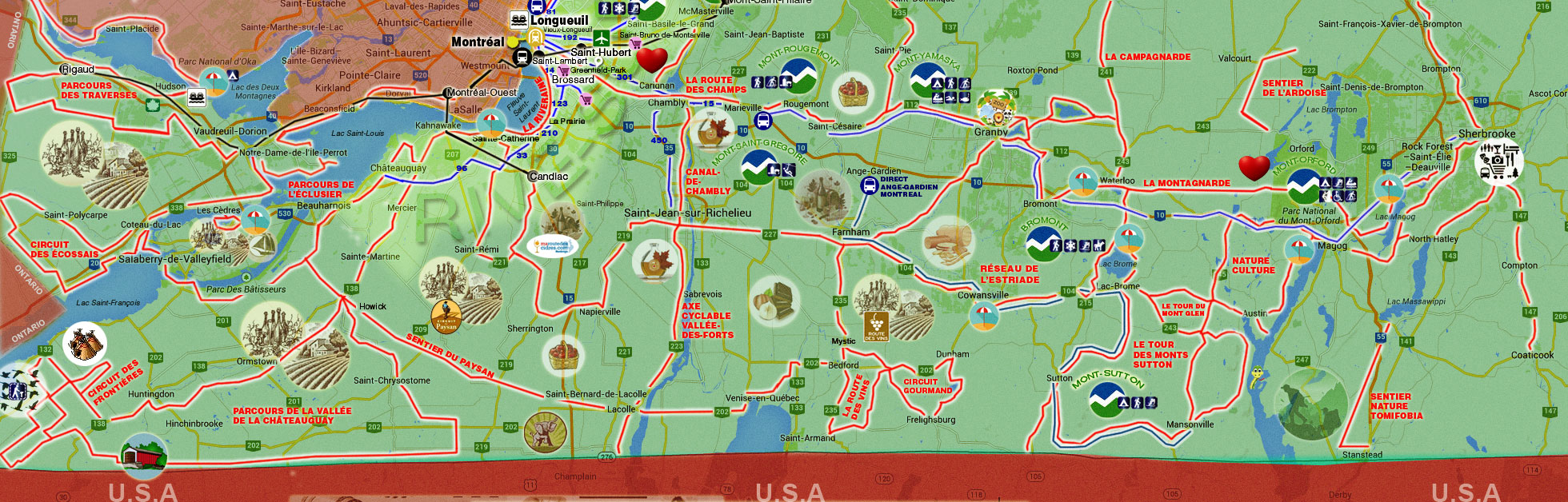 Tourisme Montérégie :: Carte des activités sur la rive-sud de Montréal ...